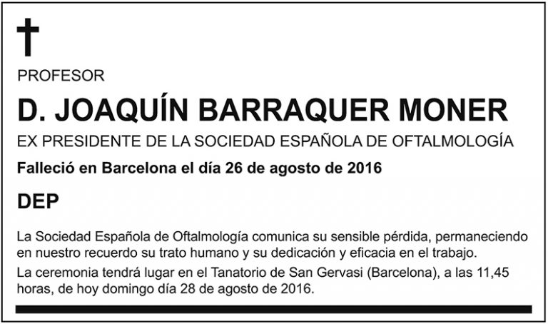Joaquín Barraquer Moner | Esquelas EL PAIS